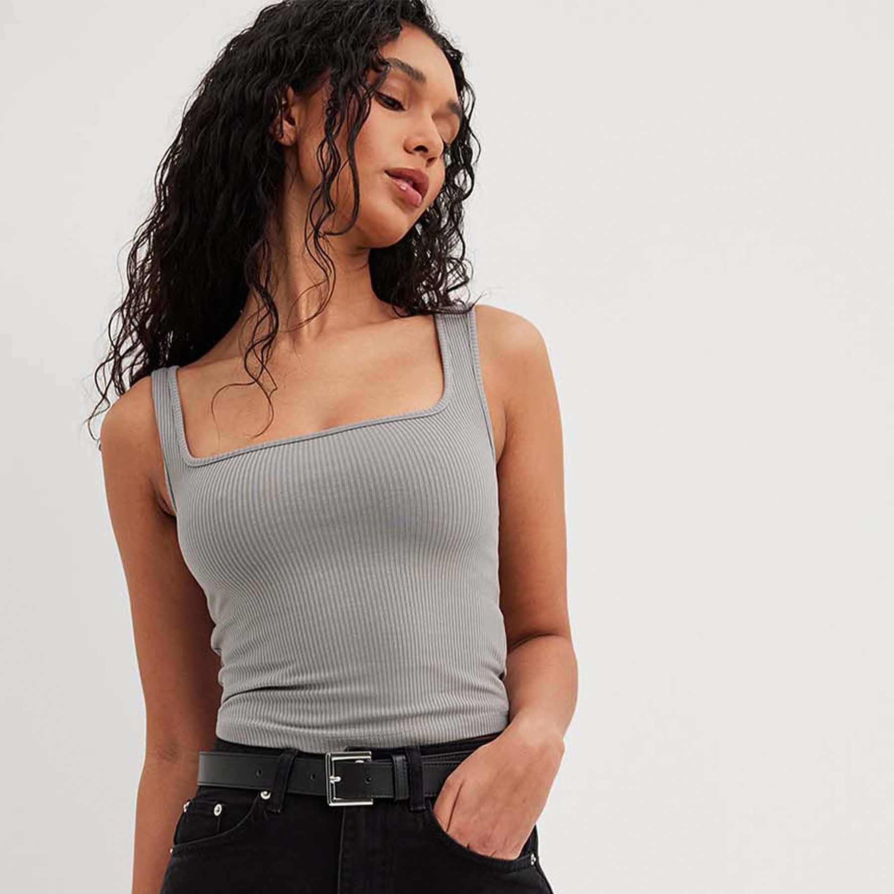 Squared neck singlet top – Kings Queens